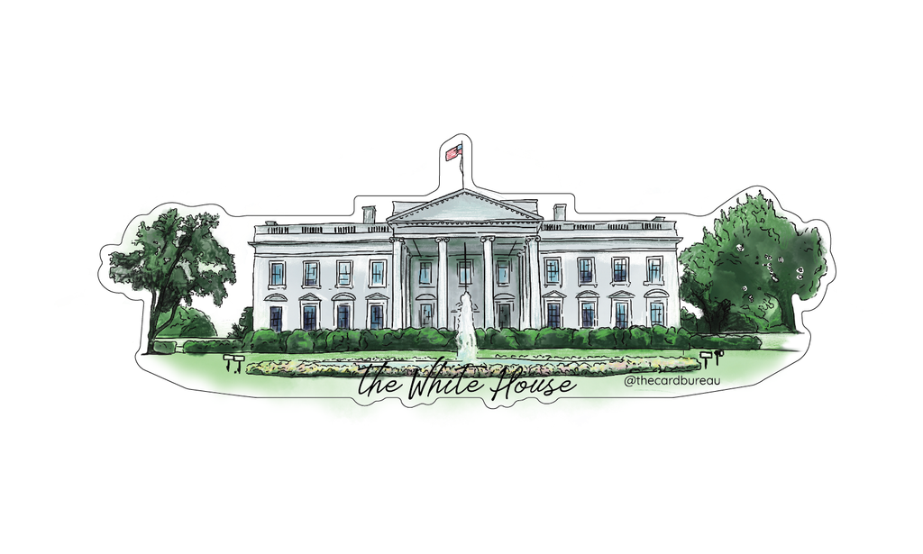 White House Hand Drawn Sticker – The Card Bureau