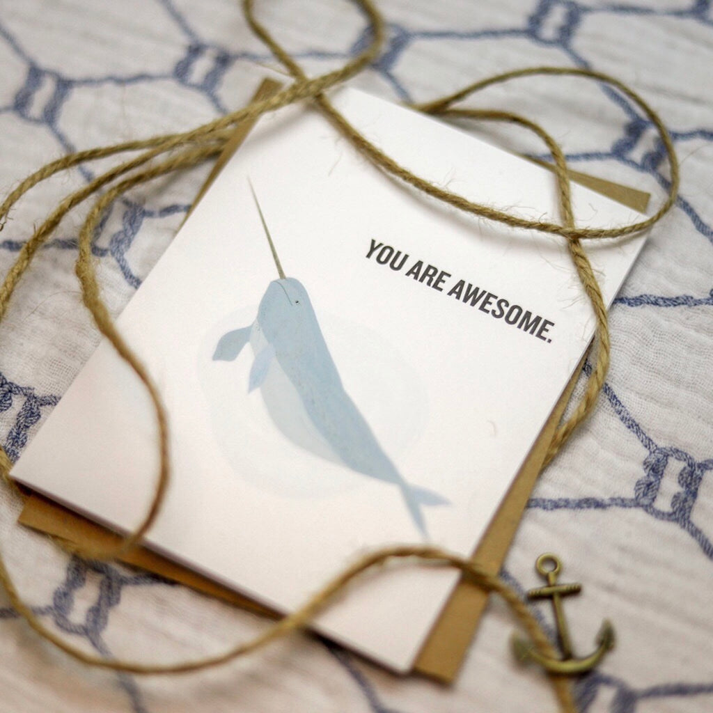 Narwhal Friendship or Birthday Card – The Card Bureau