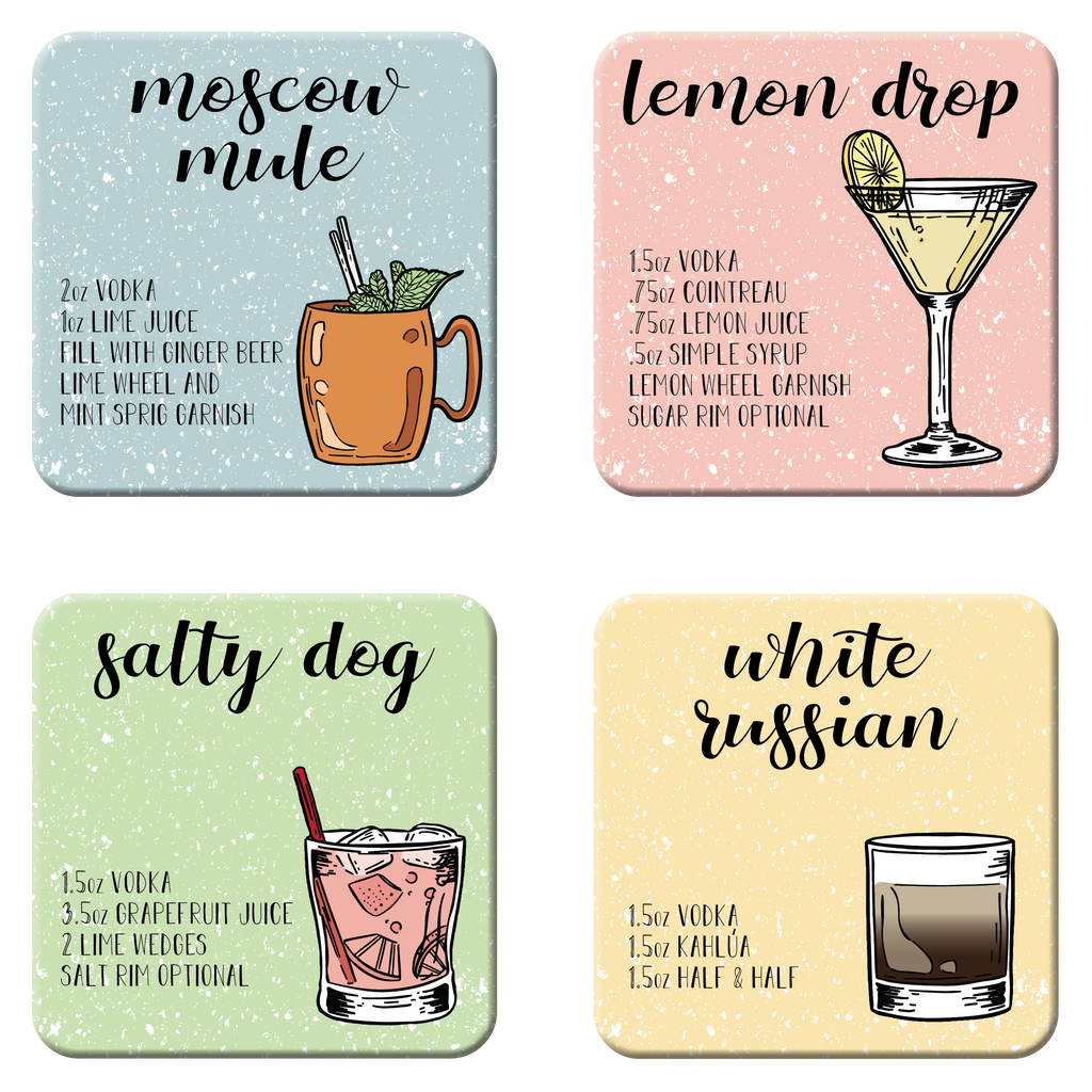 Vodka Cocktail Coaster Set – The Card Bureau