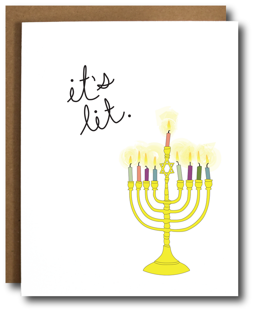 Funny Hanukkah Card - It's Lit Menorah – The Card Bureau